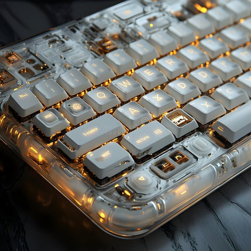 Illuminated Transparent Keyboard with White Keys 3D Render Stock ...