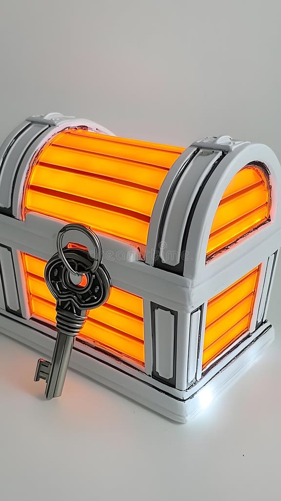 Illuminated Treasure Chest with Key beside it Stock Illustration ...