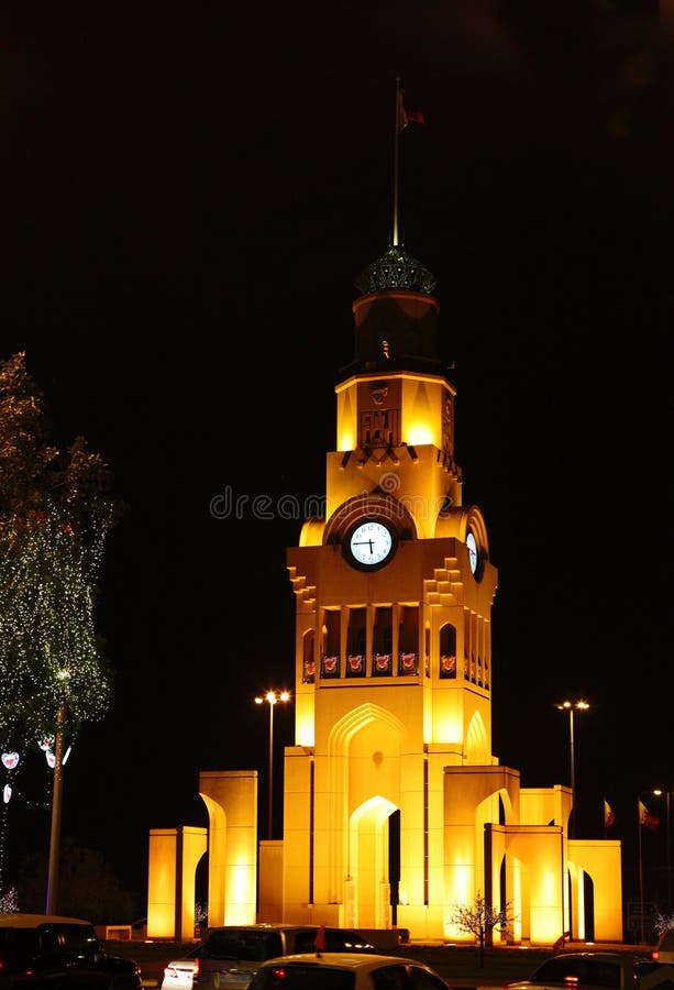 Riffa Clock Tower, Bahrain stock photo. Image of landmarks - 5013834