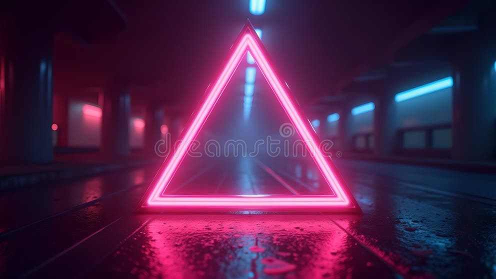 Illuminated Triangle in a Cyberpunk Environment Stock Illustration ...
