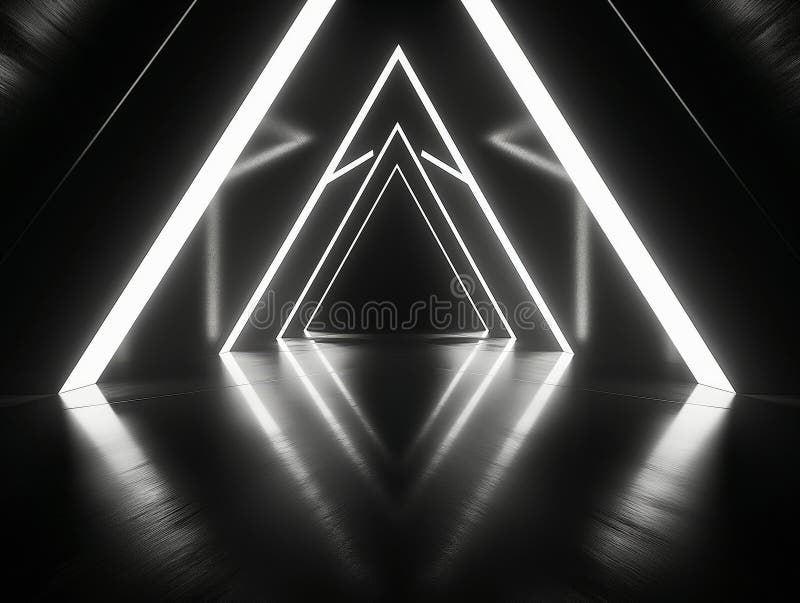 Illuminated Triangular Tunnel Stock Photo - Image of black, lines ...