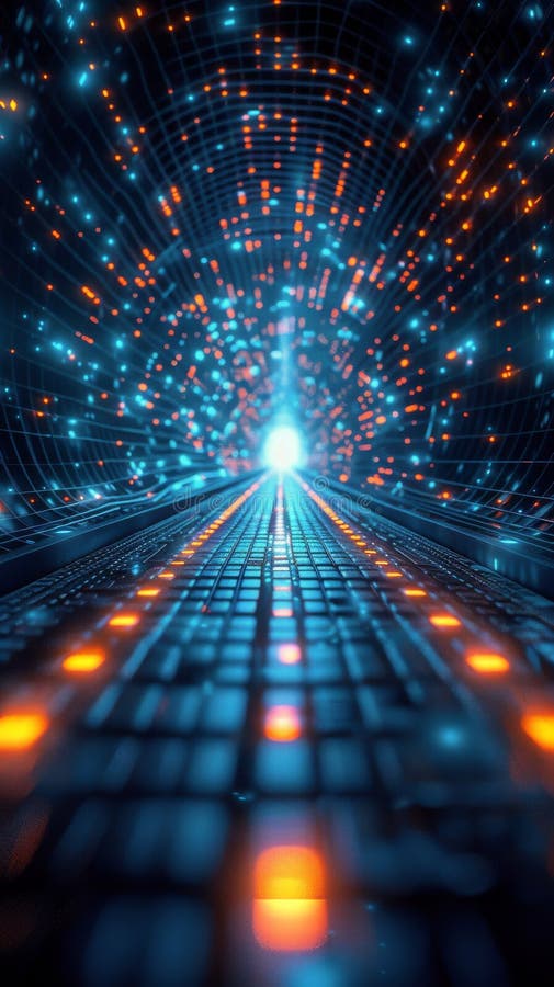 Illuminated Tunnel with Bright Lights Stock Photo - Image of ...