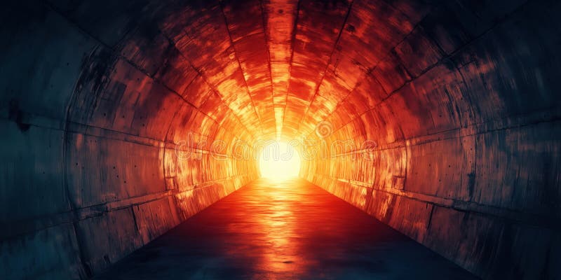Illuminated Tunnel Leading To Bright Light at the End, Symbolizing Hope ...
