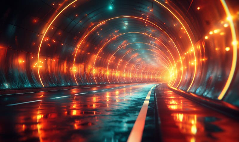 Illuminated Tunnel Passage stock photo. Image of safety - 323597568