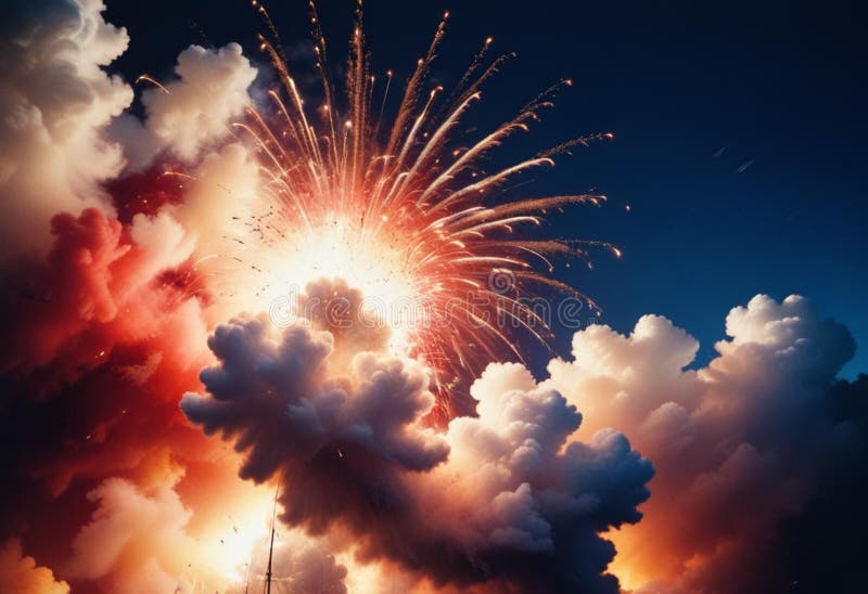 Illuminated Twilight Sky: Vibrant Fireworks with Intricate Patterns for ...