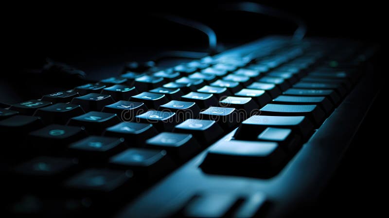 Illuminated Typing Keyboard Dark Stock Illustration - Illustration of ...