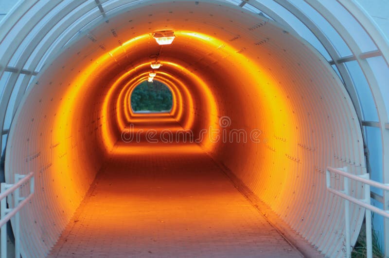 Illuminated Underpass, Tunnel Under the Highway Stock Image - Image of ...