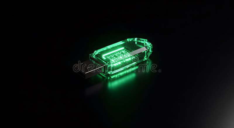 Illuminated Usb Drive Data Storage Device on Dark Background Stock ...