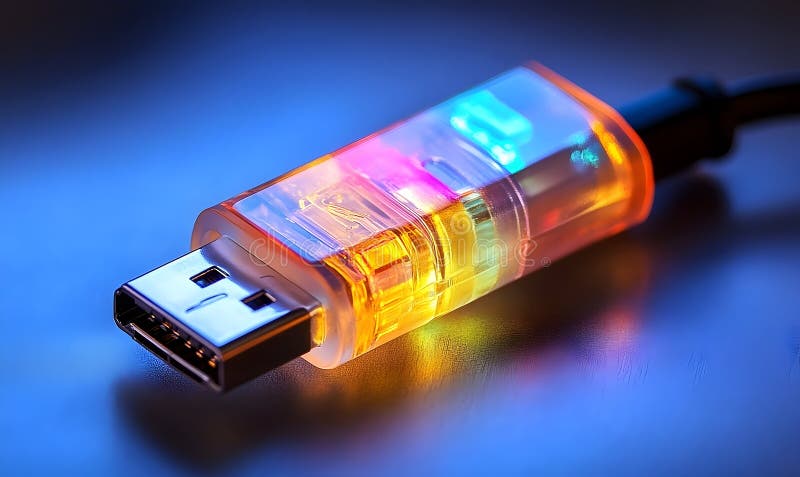 Luminous USB Drive stock illustration. Illustration of interface ...