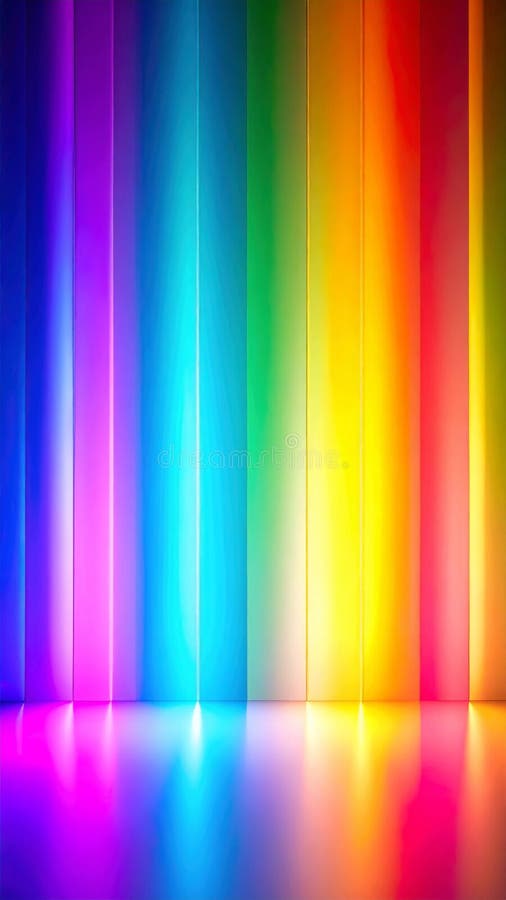 Illuminated Vertical Rainbow Spectrum with Vibrant Colors and Smooth ...