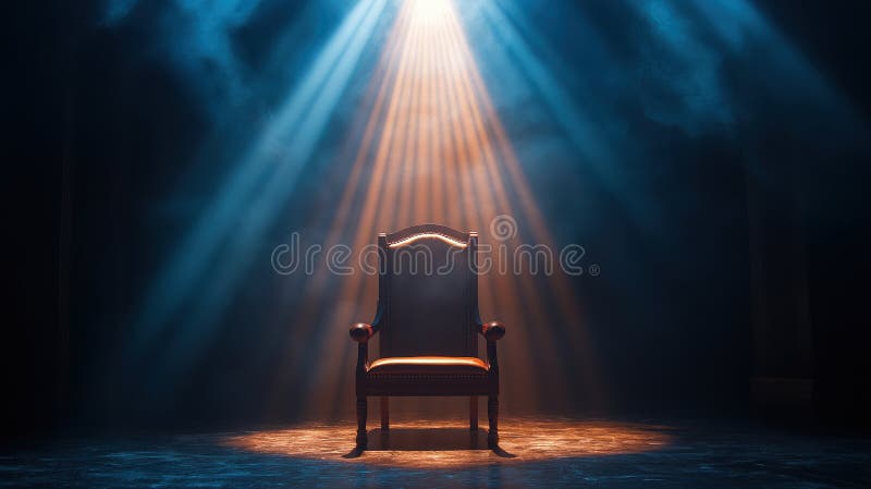 Illuminated Vintage Chair Under Dramatic Spotlight in a Dark ...