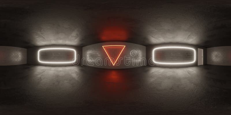 Illuminated Wall in Modern Interior Design 360 Panorama Vr Environment ...