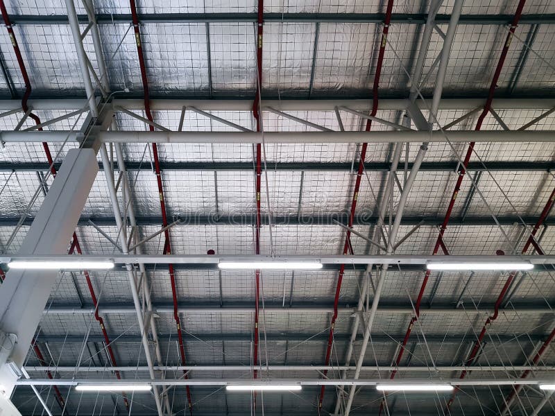 Illuminated Warehouse Structure Stock Image - Image of lighting, iron ...