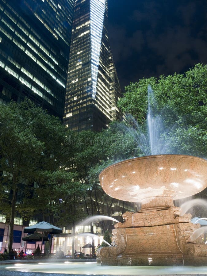 Illuminated Water Fountain At Night Stock Photo - Image of structure ...
