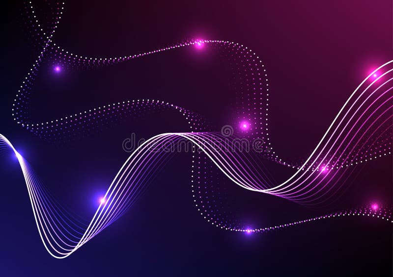 Illuminated Wave of Glowing Particles. Technology Digital Splash ...