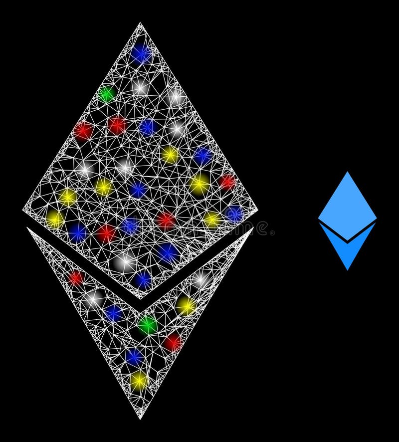 Illuminated Web Mesh Ethereum Crystal Icon Stock Vector - Illustration ...