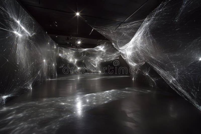 Illuminated Weblike Structure Installation Art Piece Stock Image ...