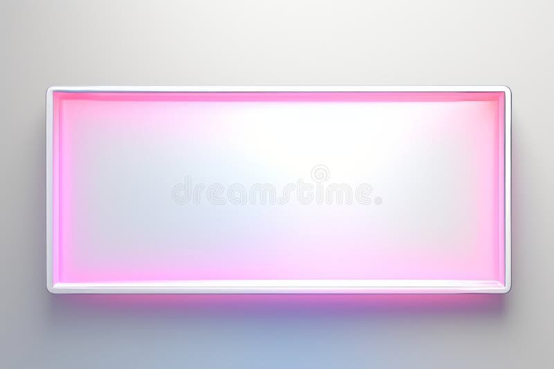 Illuminated White Rectangular Frame with Pink and Blue Lights on the ...
