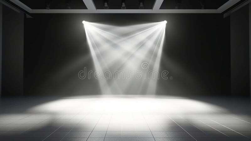 Illuminated White Stage with Spotlight Stock Illustration ...