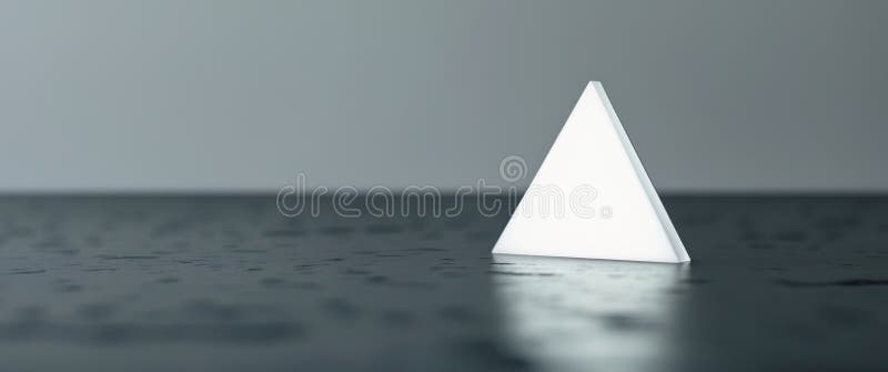 Illuminated White Triangle on Dark Reflective Surface. Stock Photo ...