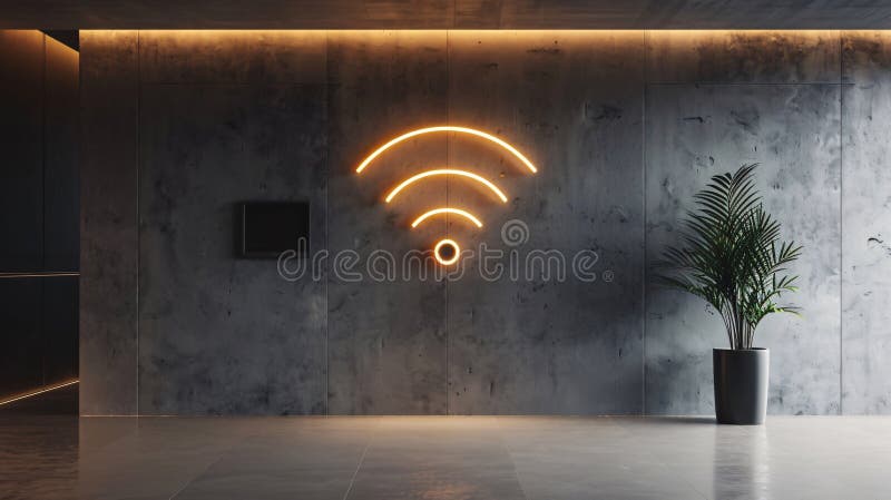 Illuminated Wifi Symbol on Concrete Wall. Generative by AI Stock ...
