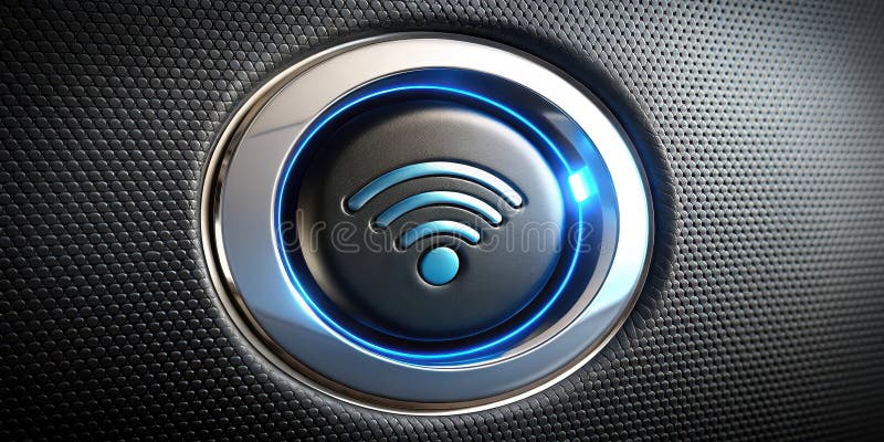 Illuminated Wireless Connectivity Button on a Modern Device. Generative ...