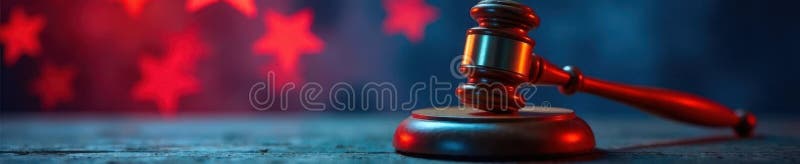 Illuminated Wooden Gavel, Red Blue Light Blur, Hammer, Authority Stock ...
