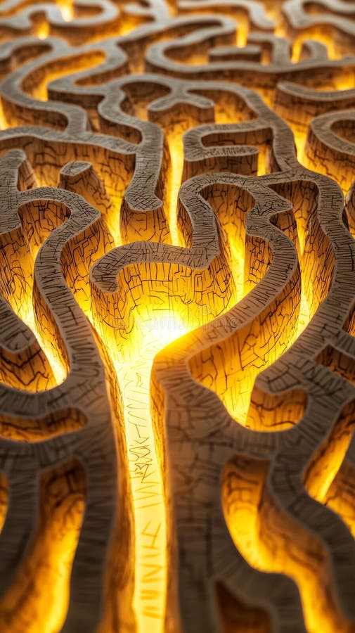 Illuminated Wooden Labyrinth with Warm Glow Stock Image - Image of ...