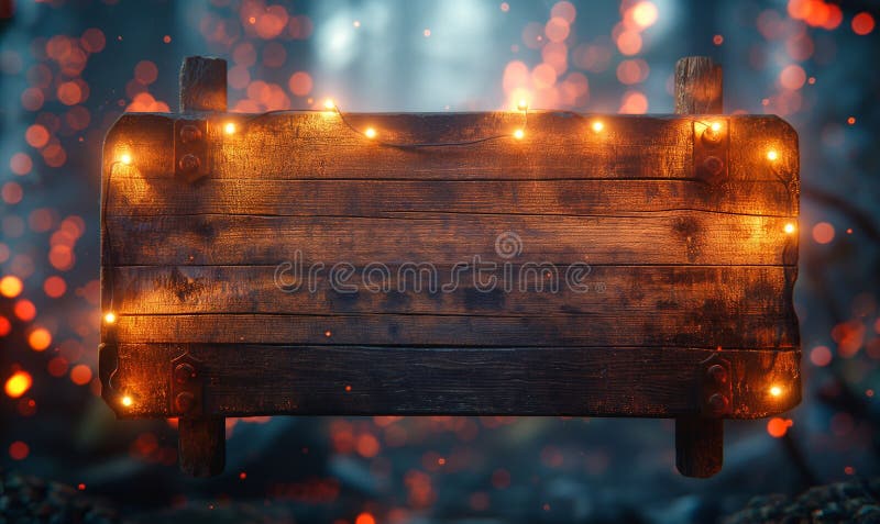 Illuminated Wooden Sign stock photo. Image of charming - 321639932