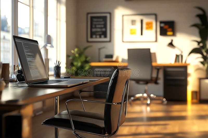 Illuminated Workstation for Programming Featuring a Laptop and Modern ...