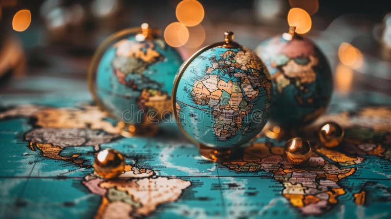 Illuminated World Map Close Up Stock Image - Image of travel ...