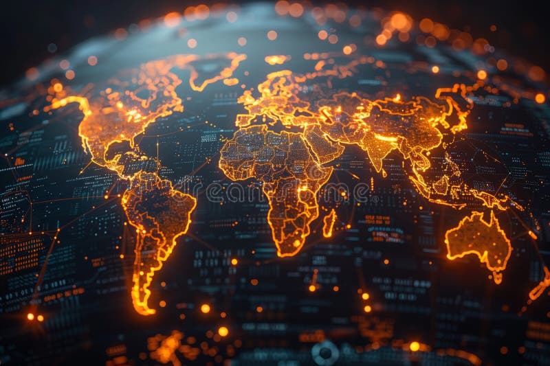 Illuminated World Map on Digital Grid Stock Photo - Image of digital ... Illuminated World Map on Digital Grid Stock Photo - Image of digital ...