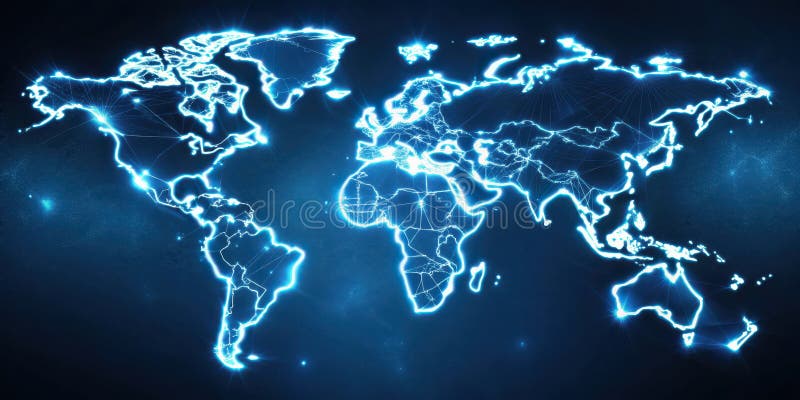 Glowing Intercontinental Connections Stock Illustrations – 89 Glowing ...