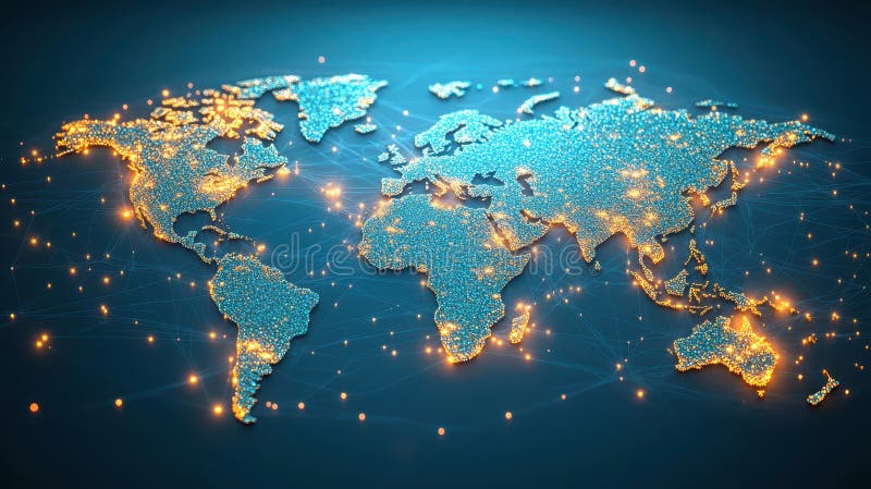 Illuminated World Map, Visualizing Global Connectivity and ...