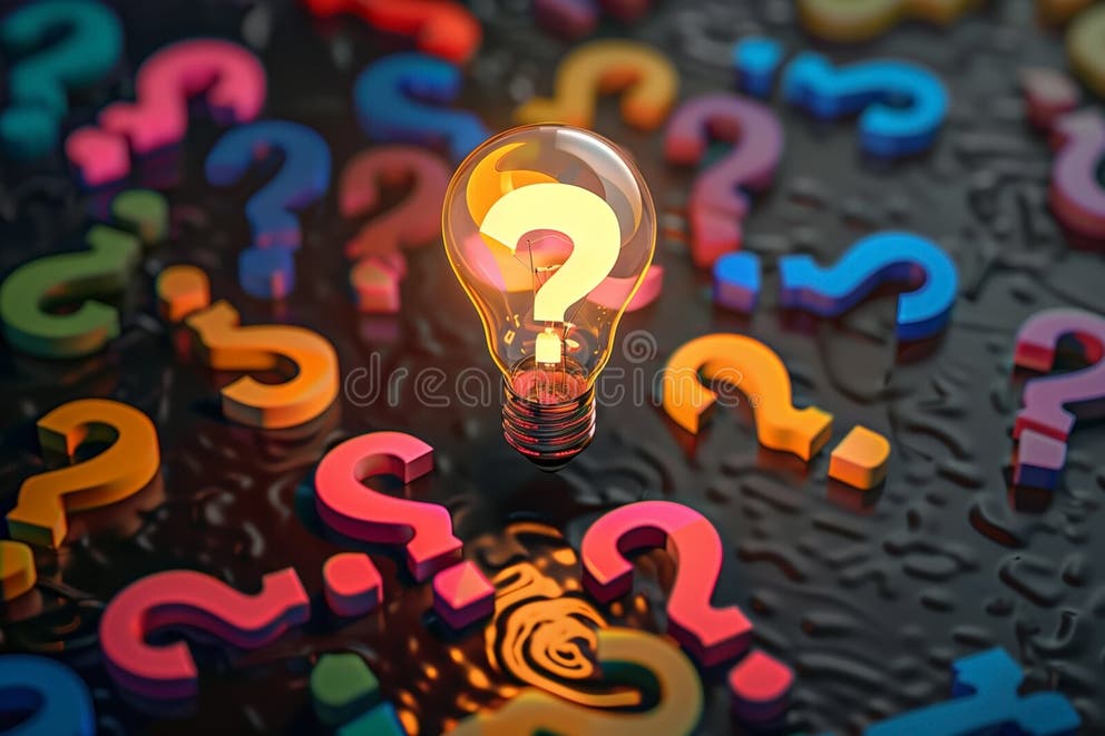 Illuminating Answers: Question Mark Lightbulb Surrounded by a Colorful ...