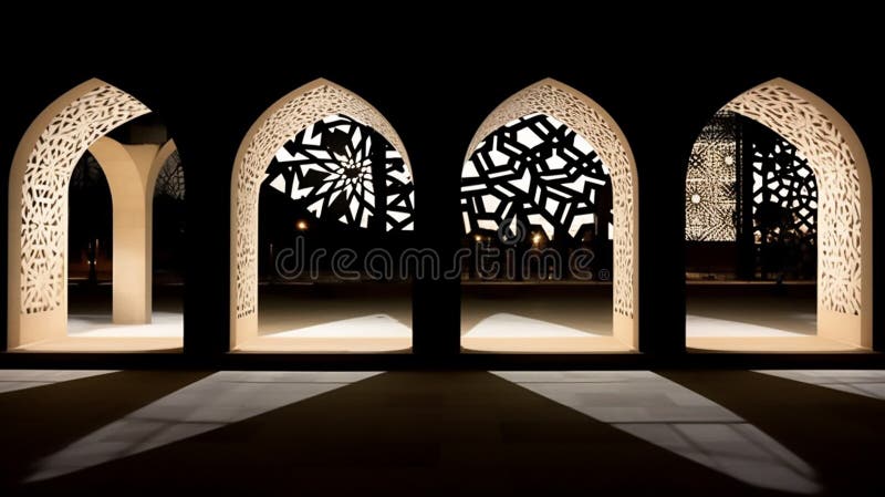 Illuminating Architecture with Artistic Patterns Stock Image - Image of ...