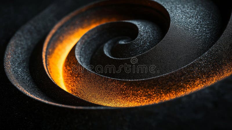 Illuminating Black Spiral Patterns with Vibrant Orange Light, Creating ...