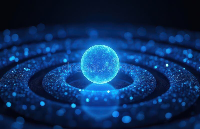 Illuminating Blue Sphere Creates Energy Waves Abstract Science Art ...
