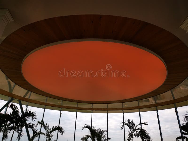 Illuminating Ceiling Palm Trees Inside Stock Photo - Image of floor ...