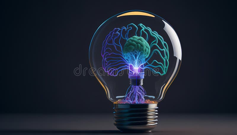 Illuminating Creativity: Human Brain Inside a Lightbulb Stock ...