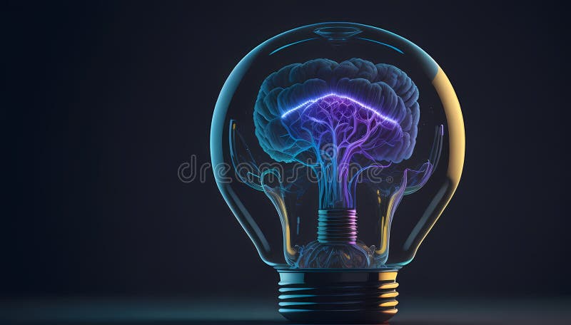 Illuminating Creativity: Human Brain Inside a Lightbulb Stock ...