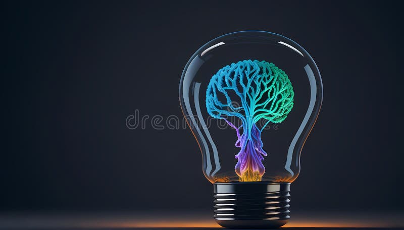 Illuminating Creativity: Human Brain Inside a Lightbulb Stock ...