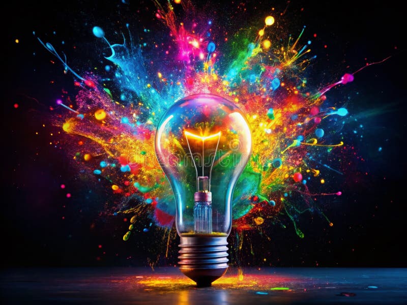 Illuminating Creativity a Silhouette Light Bulb Exploding in a Burst of ...