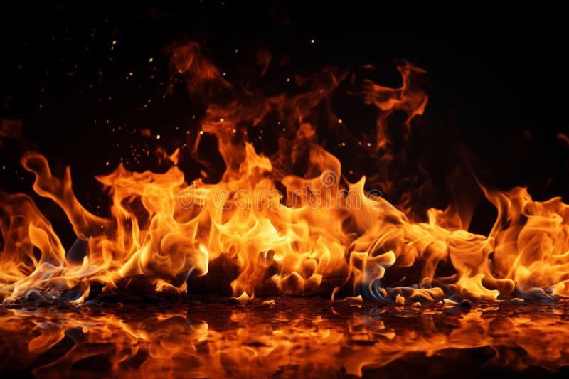 Illuminating Darkness Fire Flames Create a Captivating Display on Black ...