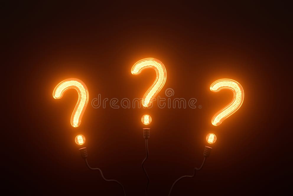 Illuminating Doubt: Three Edison Light Bulb Question Marks Stock ...