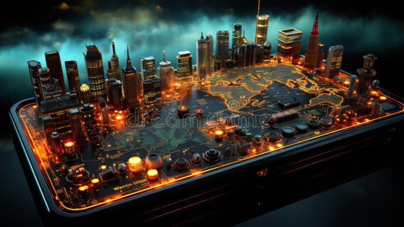 Illuminating Economic Landscape. Created with Generative AI Stock ...