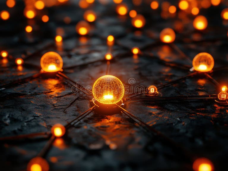 Illuminating The Future A Global Ai Network Represented By Interconnected Glowing Binary Code