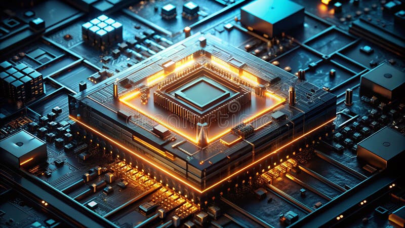 Illuminating the Future a Glowing 3D AI CPU Chip in a Futuristic ...