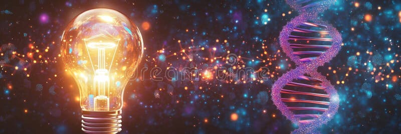 Illuminating Genetic Innovation Light Bulb and DNA Helix Unveiling ...