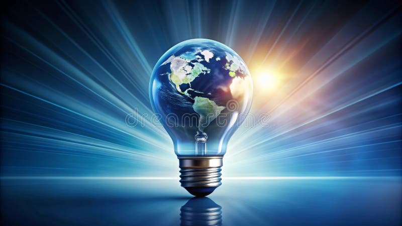 Illuminating Global Solutions a Bright Future for Our Planet. Generative AI Stock Illustration ...